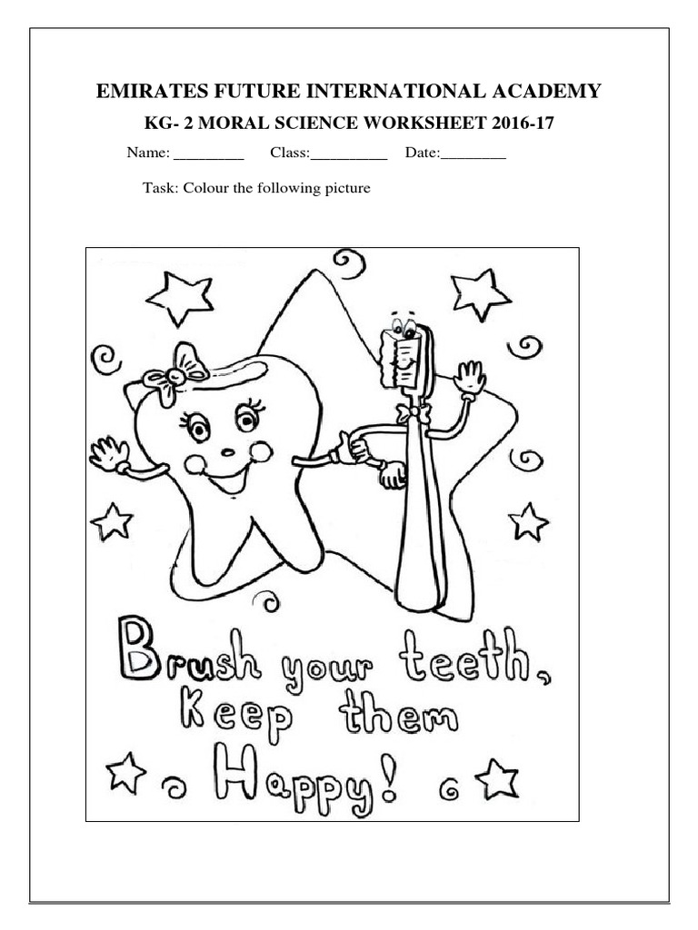 KG-2 Moral Science Worksheet 2016-17 | PDF