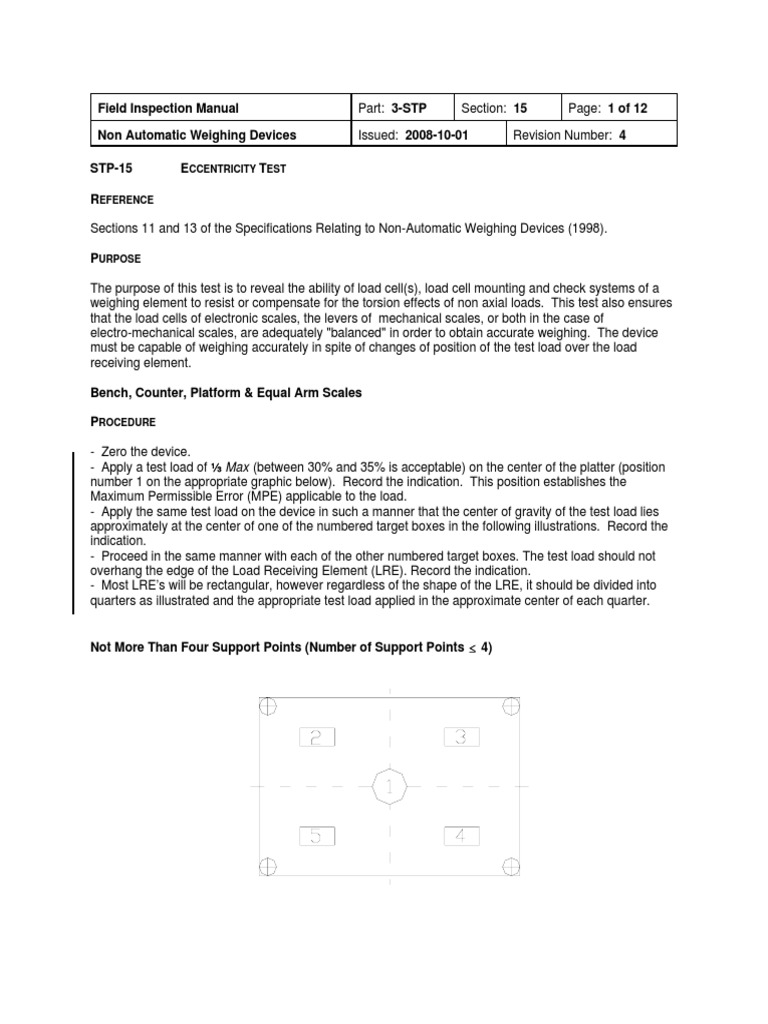 Eccentricity Test for Weighing Devices | PDF | Weighing Scale | Tire