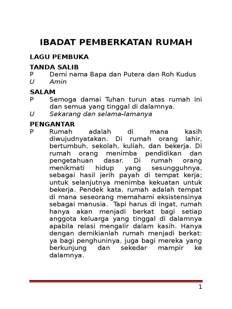 Ibadat Pemberkatan Rumah Pdf