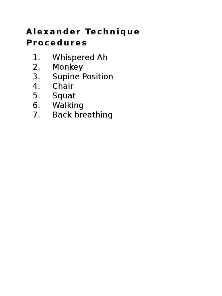 Alexander Technique Procedures Guide | PDF | Wellness