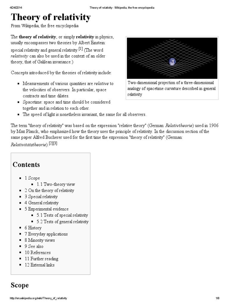 Theory of Relativity | PDF | General Relativity | Special Relativity