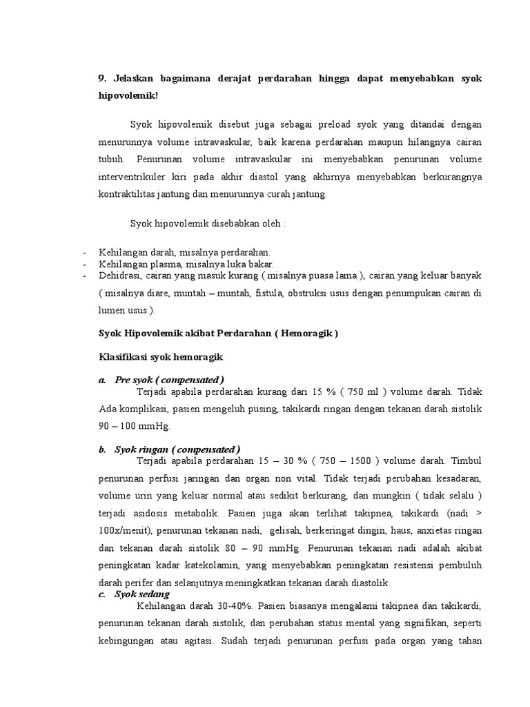 Derajat Perdarahan Syok Hipovolemik | PDF