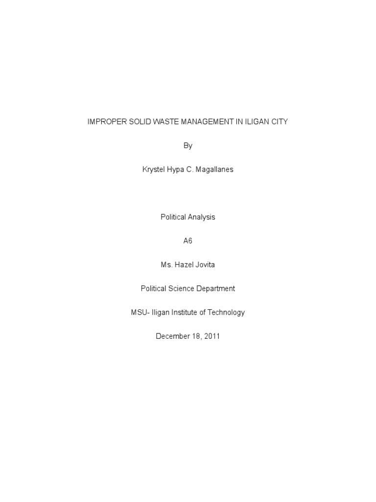 Improper Solid Waste Management in Iligan City, Philippines | PDF ...