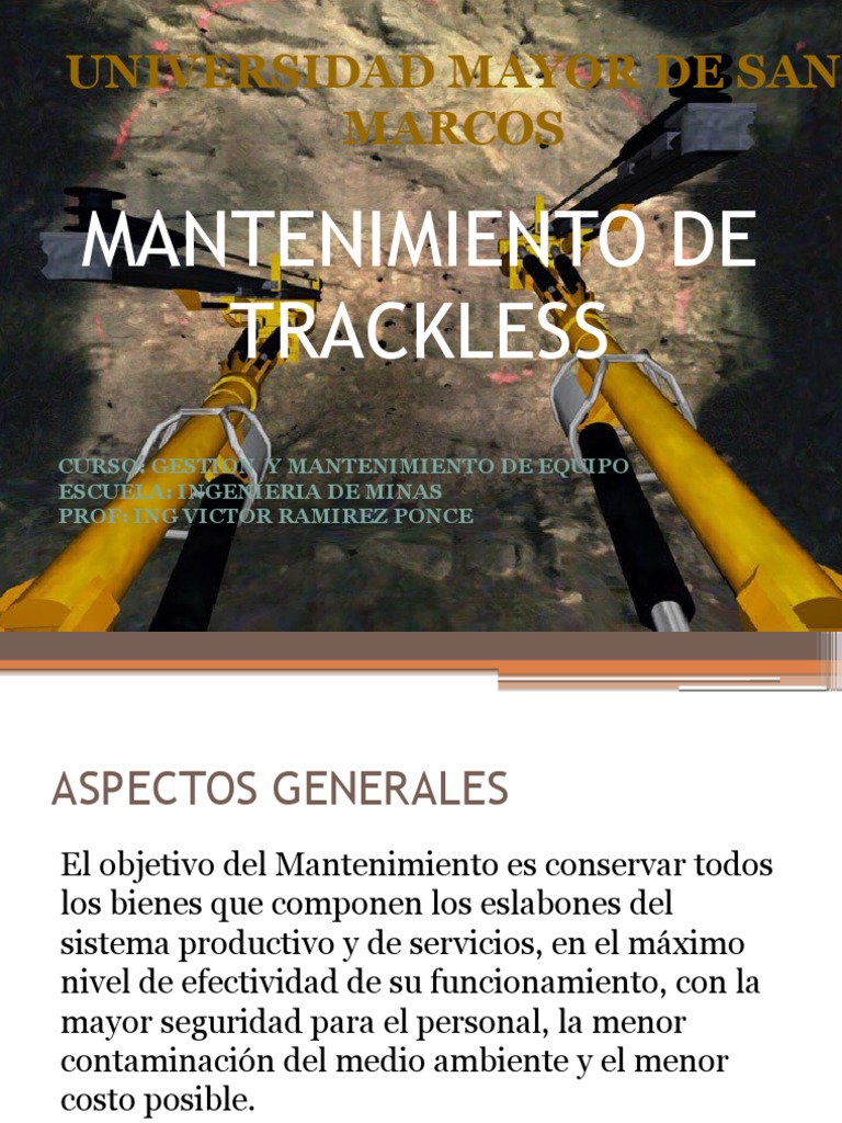 Mantenimiento de Equipos Trackless | PDF | Transmisión (Mecánica) | Eje