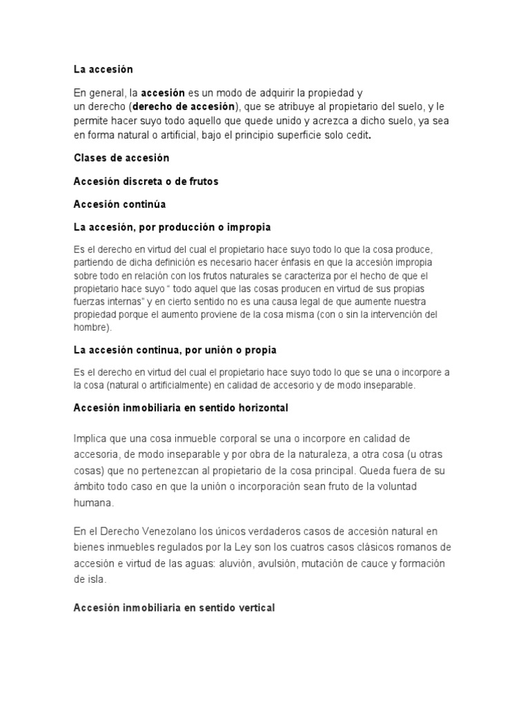 Principios de la Accesión en Derecho | PDF