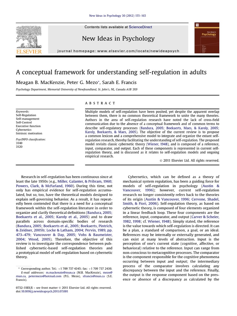 Framework for Adult Self-Regulation | PDF | Self Control | Self-Management