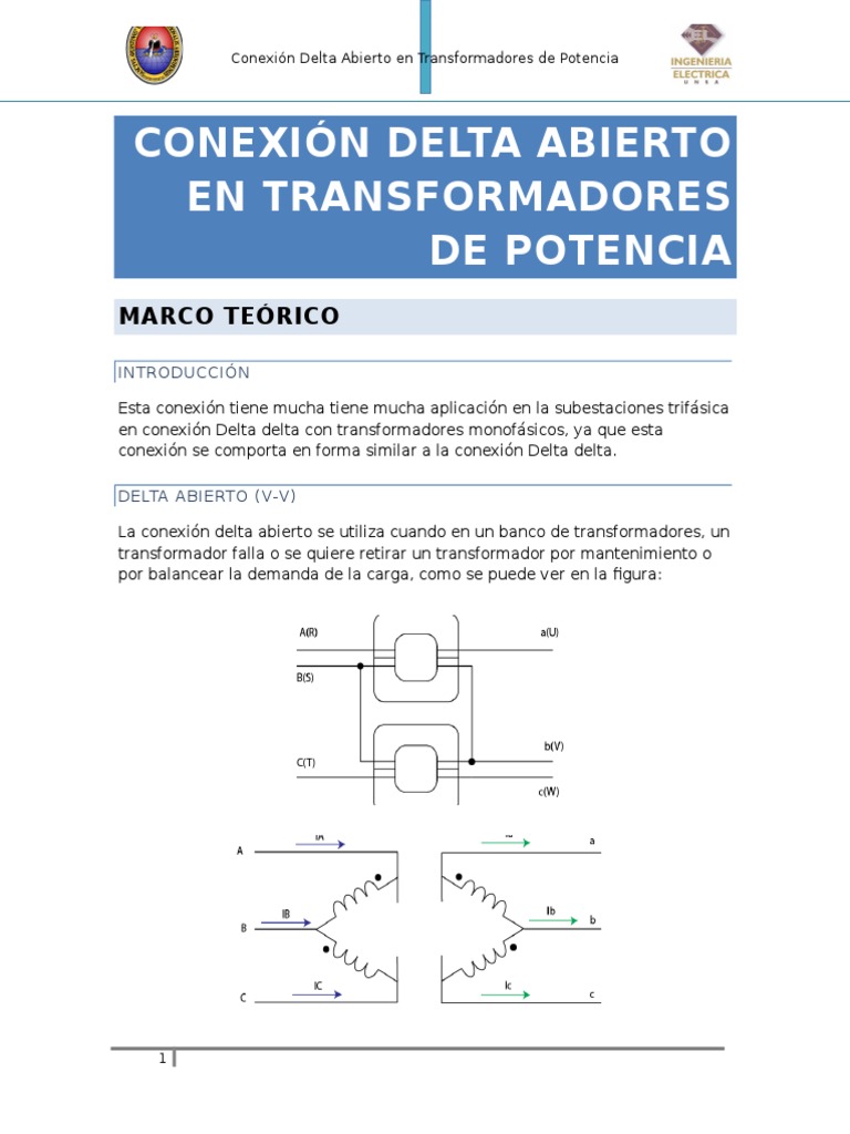 Conexión Delta Abierto en Transformadores de Potencia