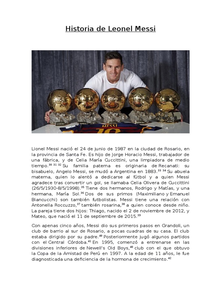 Historia de Leonel Messi | PDF | Lionel Messi | FC Barcelona