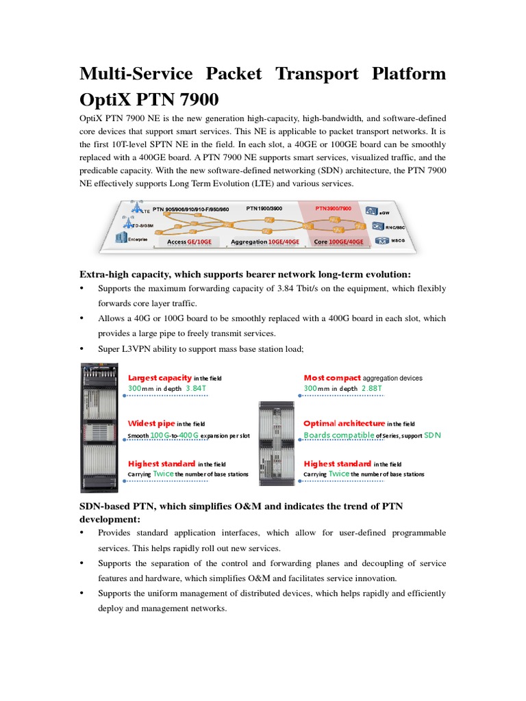 OptiX PTN 7900 Products Brochure | PDF | Lte (Telecommunication ...