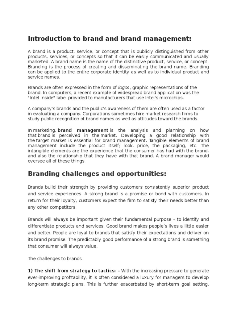 Introduction To Brand and Brand Management | PDF | Brand | Brand Management