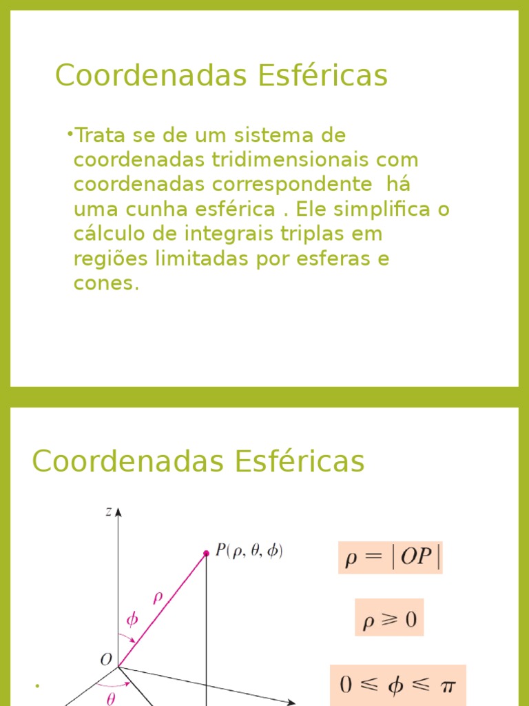Integrais Triplas Por Coordenadas Esféricas | Esfera | Sistema de ...