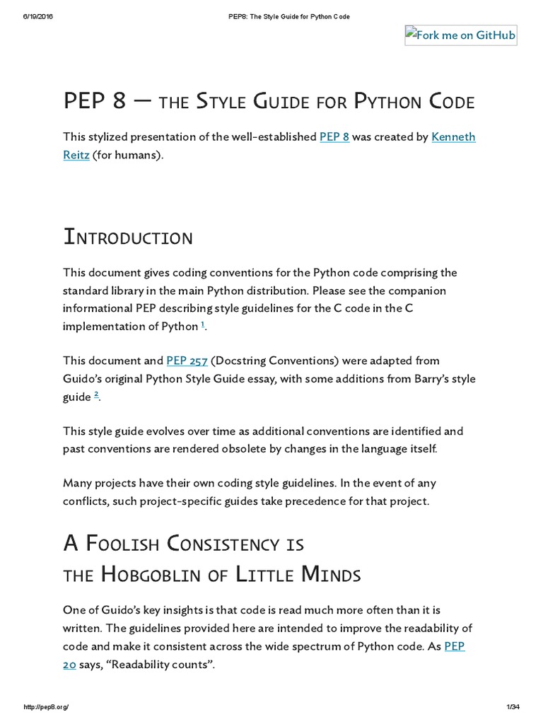 Pep8 The Style Guide For Python Code Python Programming
