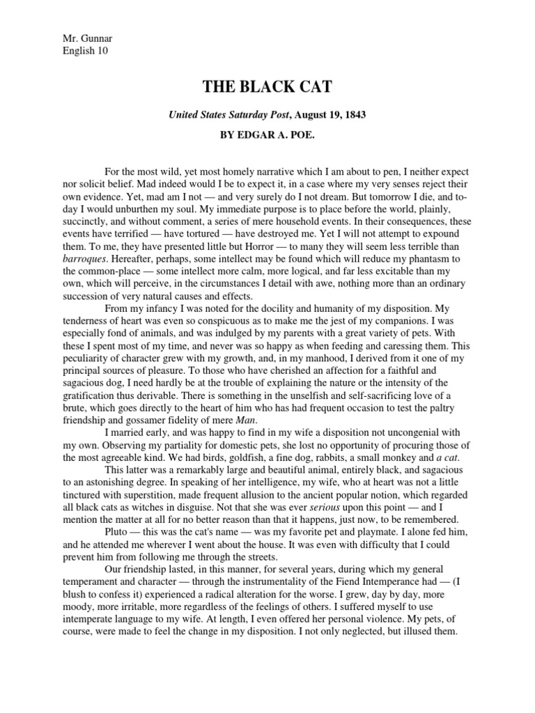 The Black Cat - Text | PDF | Plaster