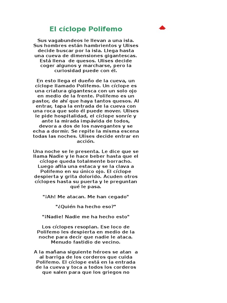 El Cíclope Polifemo | PDF | Odiseo | Mitología griega