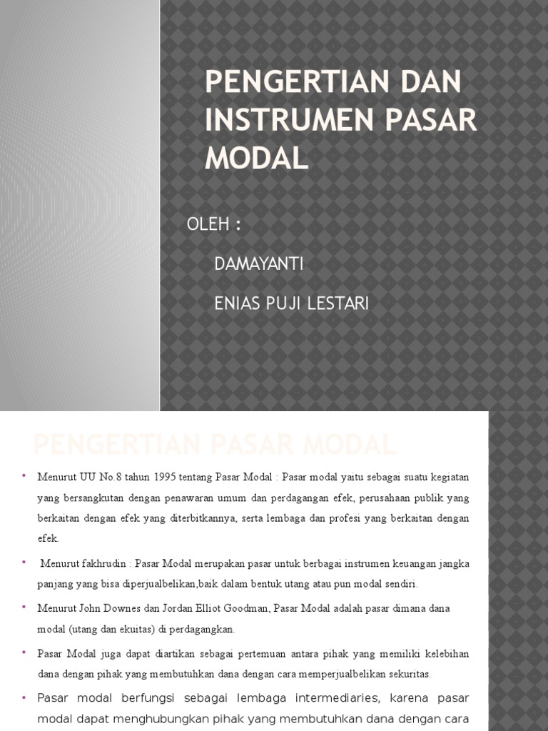 Pengertian Dan Instrumen Pasar Modal | PDF