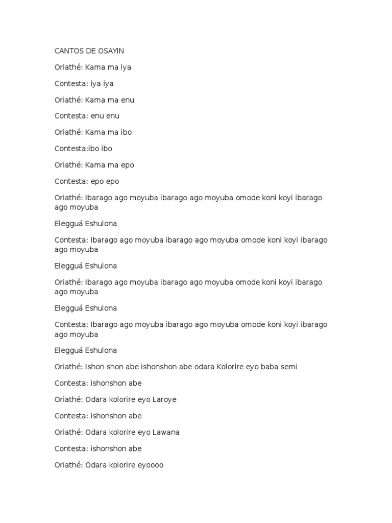 Cantos de Osayin | PDF | Santeria