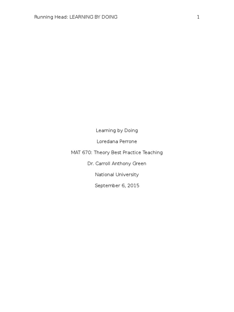 Learning by Doing | PDF | Experiential Education | John Dewey