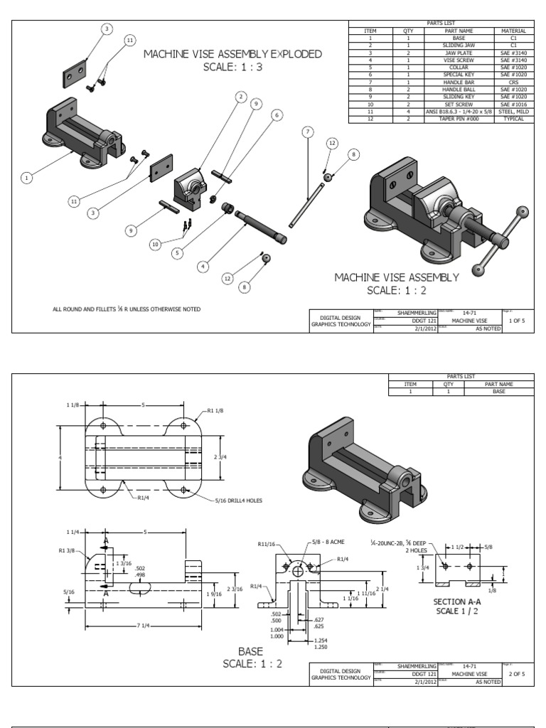 Machine Vise Working Drawing | PDF