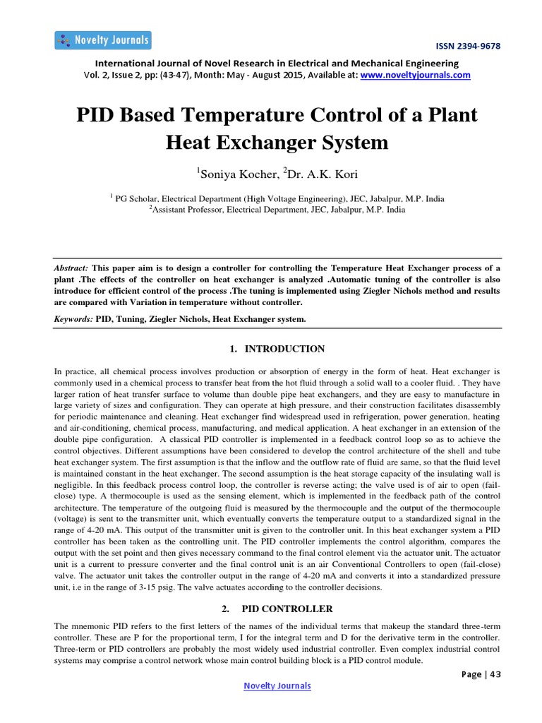 PID Based Temperature Control of A Plant Heat Exchanger System-239 ...