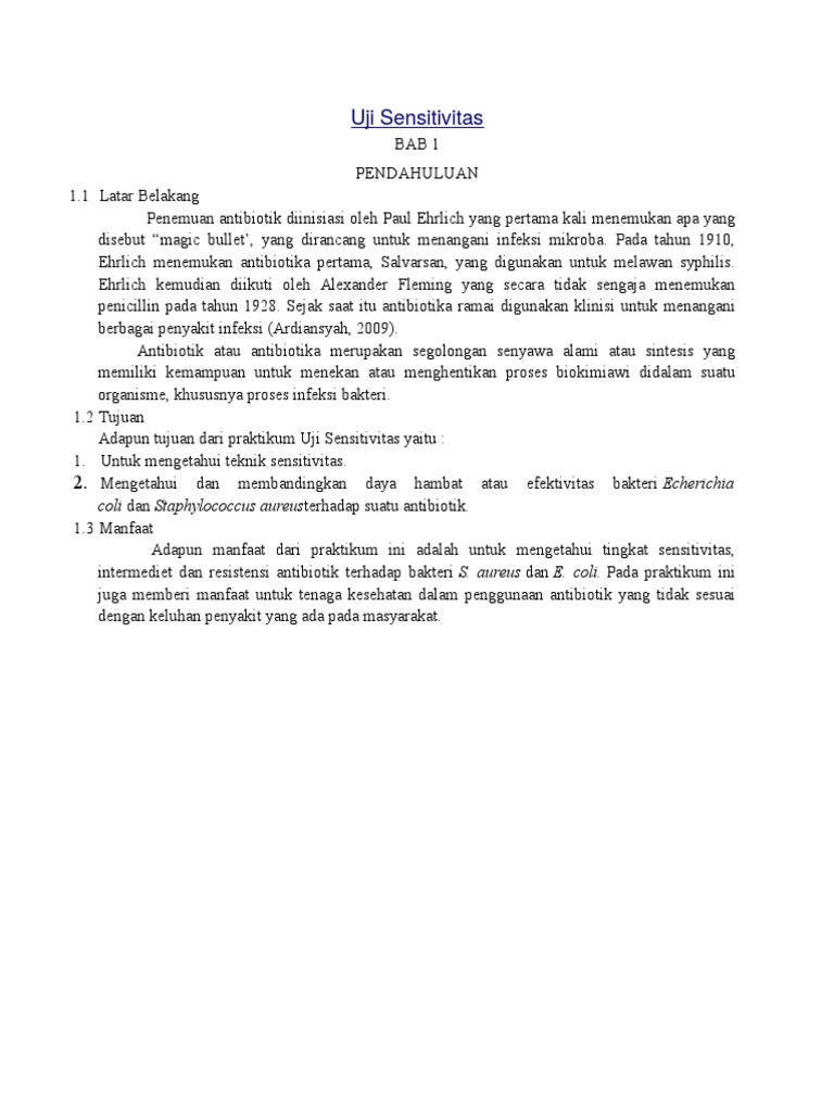 Uji Sensitivitas | PDF | Kesehatan Holistik