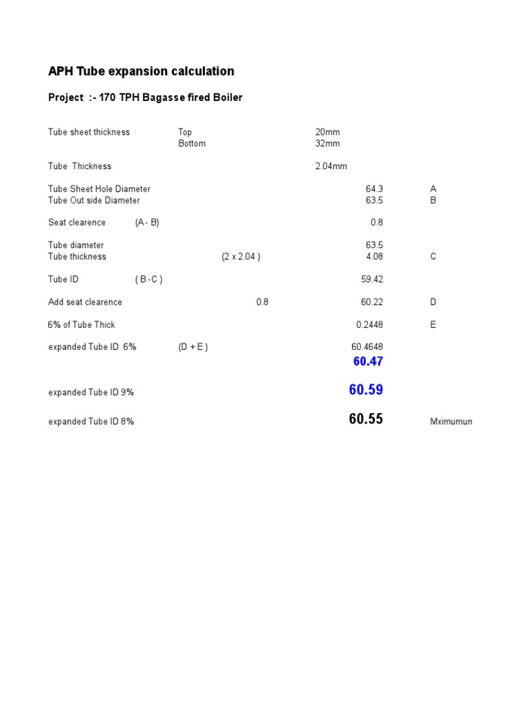 APH Tube Expansion Caculation | PDF | Technology & Engineering