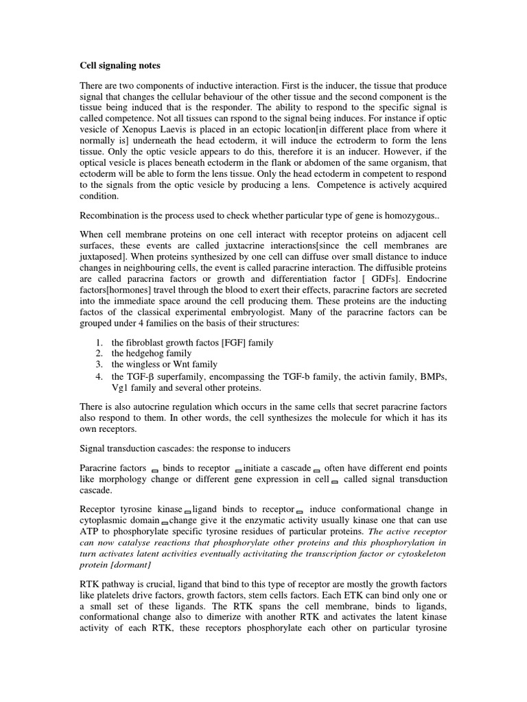Cell Signaling Notes | PDF | Cell Signaling | Signal Transduction