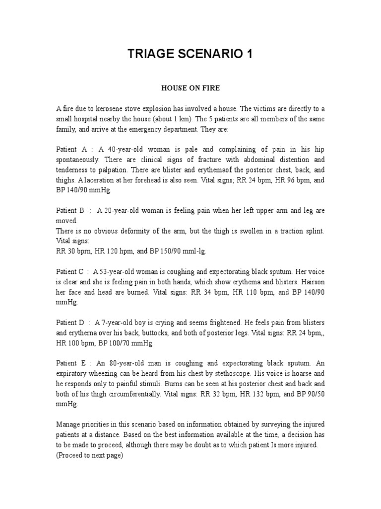 Triage Scenario | PDF | Major Trauma | Emergency Department