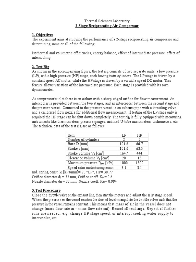 2-Stage Reciprocating Air Compressor Study | PDF | Gas Compressor ...