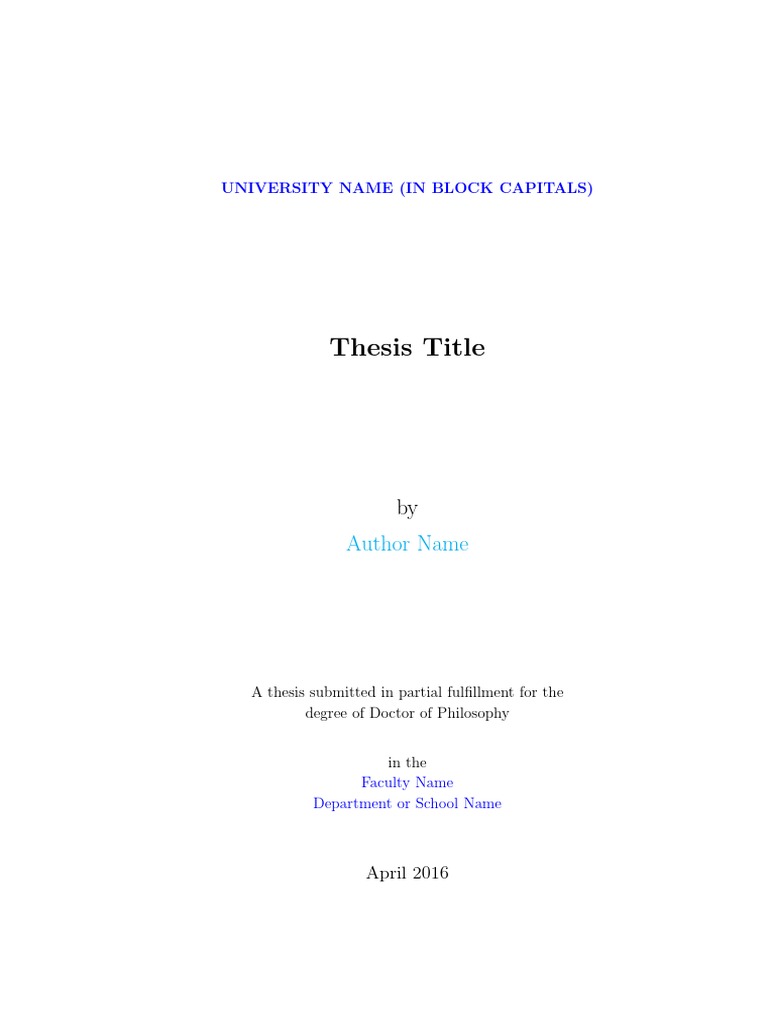 Thesis Title: Author Name | PDF | Thesis | Doctor Of Philosophy