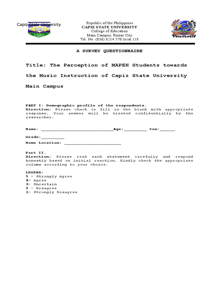 Questionnaire Format Thesis | PDF | Teachers | Curriculum