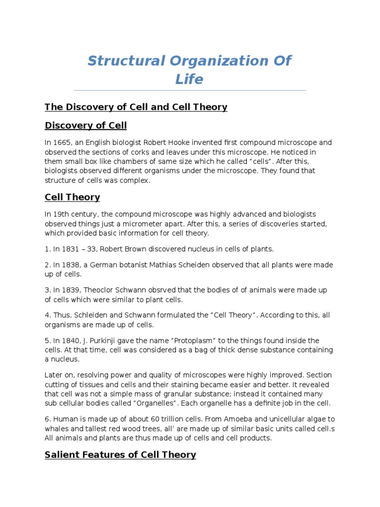 Structural Organization of Life | PDF