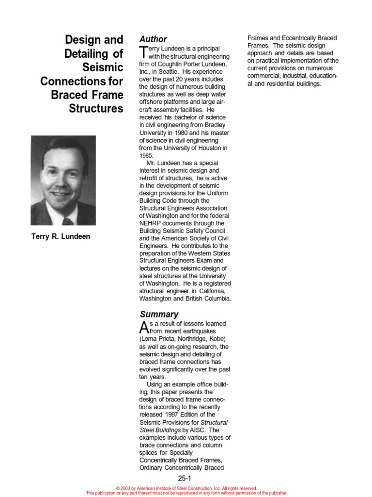 Design and Detailing of Seismic Connections For Braced Frame Structures ...