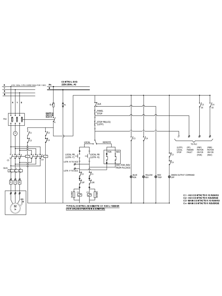 Schematic Diagram of a 415V, 3 Phase, 4 Wire Control System for ...