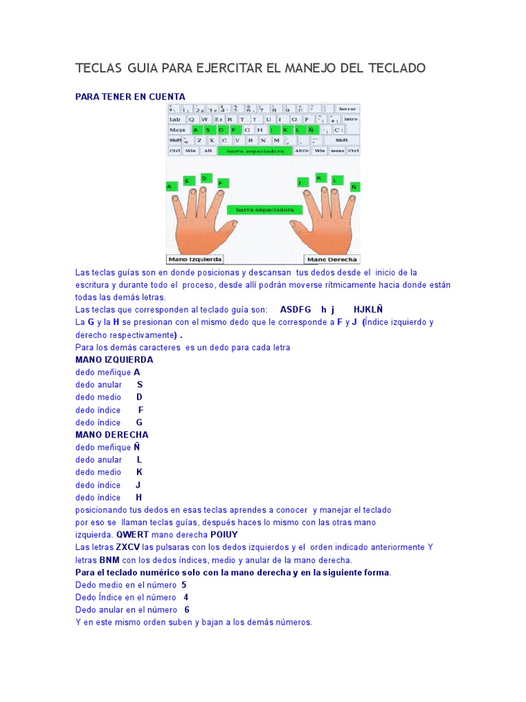 Teclas Guia para Ejercitar El Manejo Del Teclado | PDF