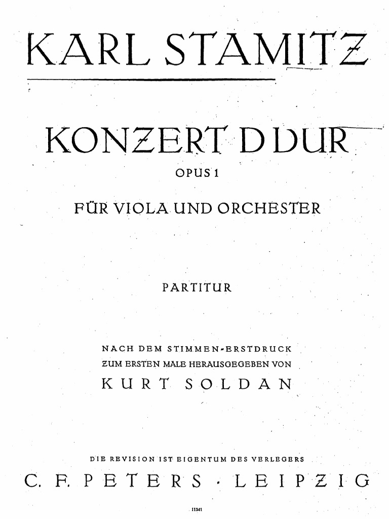 Stamitz Viola Concerto Full Score | PDF | Concerto | Compositions For ...