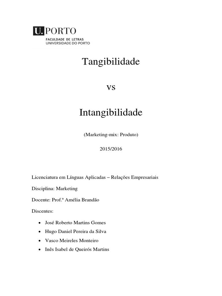 Tangibilidade Vs Intangibilidade | PDF | Qualidade (negócios) | Setor ...
