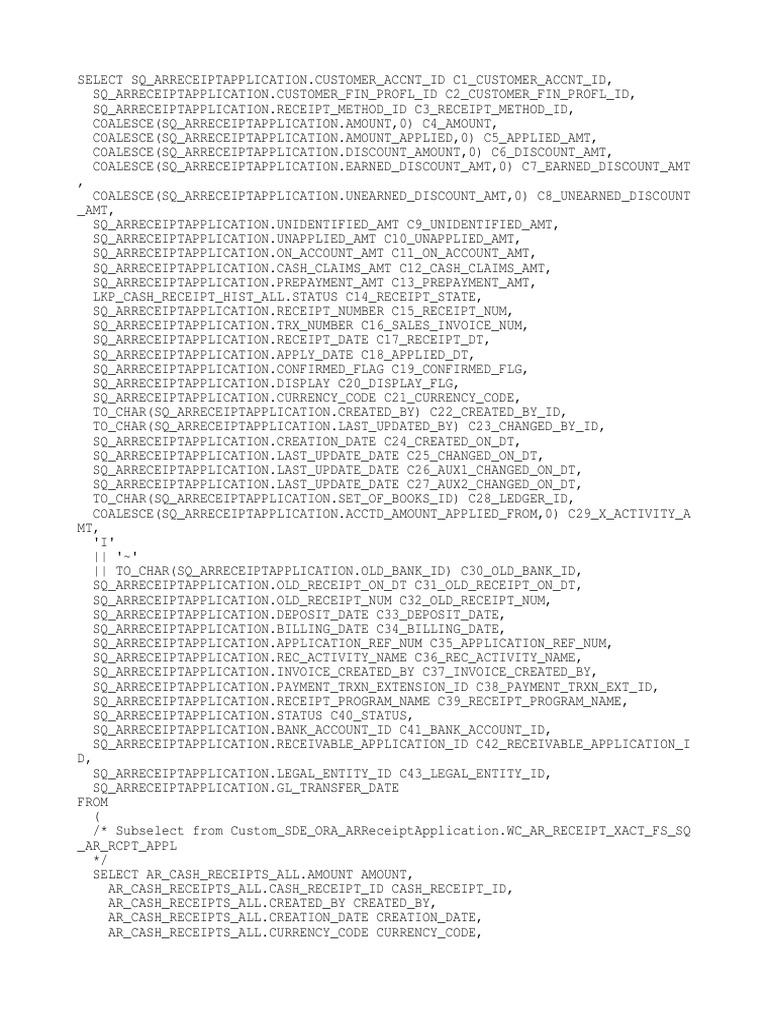 AR Cash Receipts and Applications Query | PDF | Business Documents ...