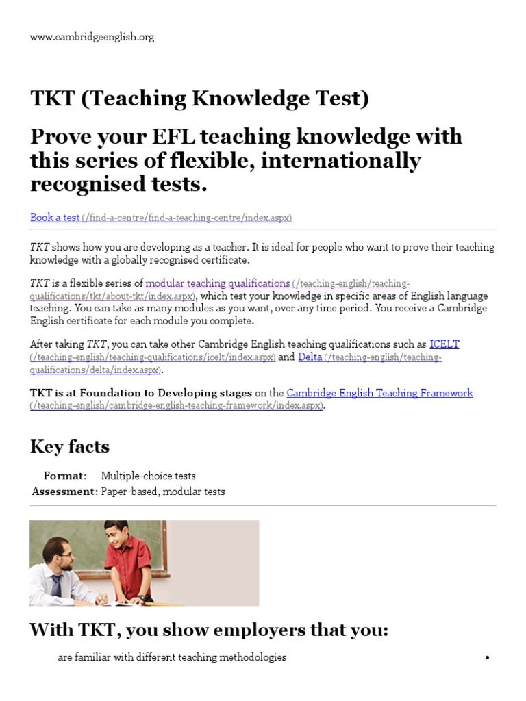 TKT: Prove Your EFL Teaching Skills | PDF | Computers