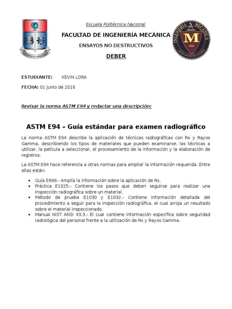 Redacción Norma ASTM E94 | PDF