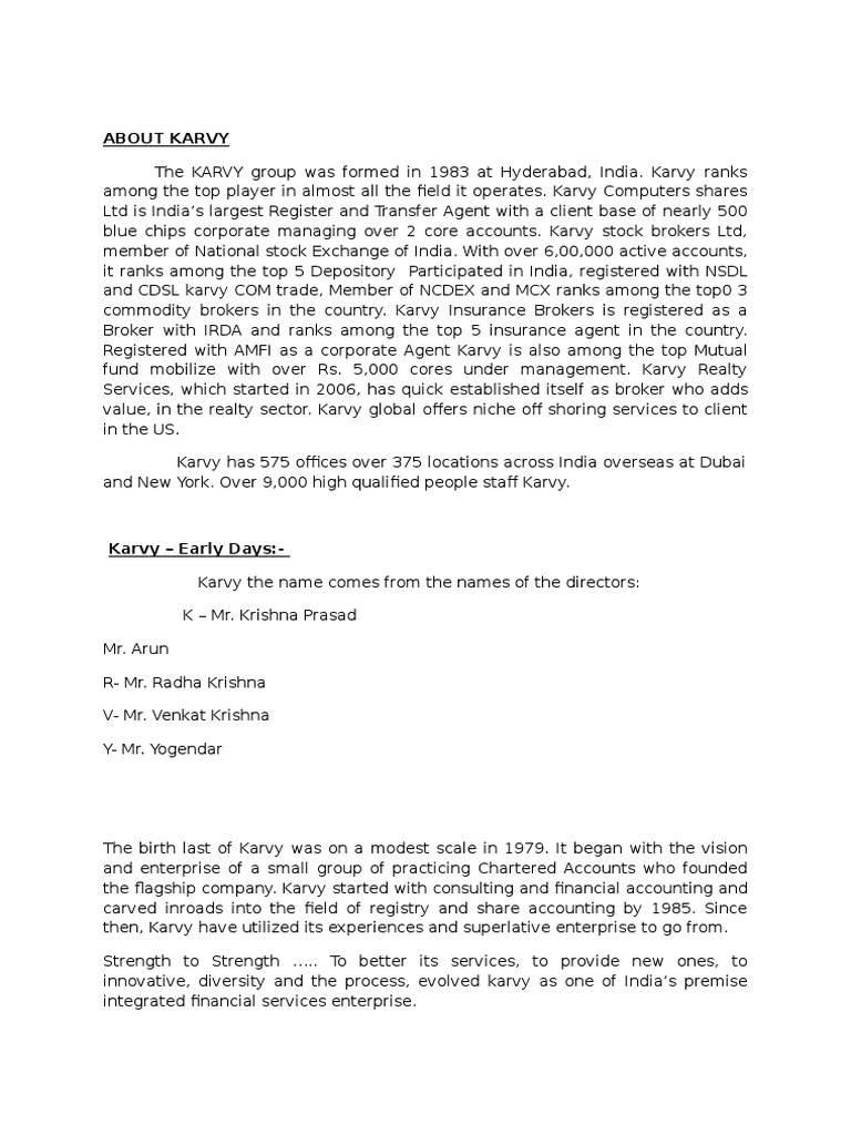 Overview of Karvy Financial Services | PDF | Commodity Markets | Stocks