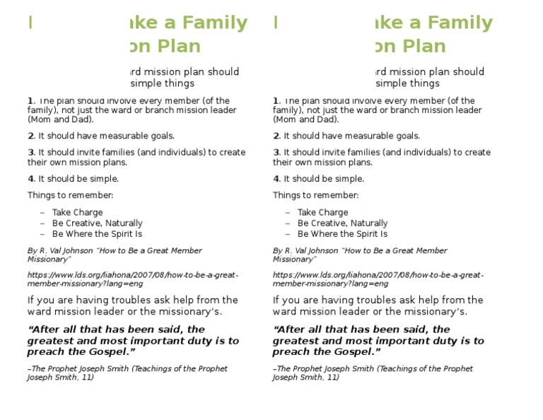 A Family or Ward Mission Plan | PDF