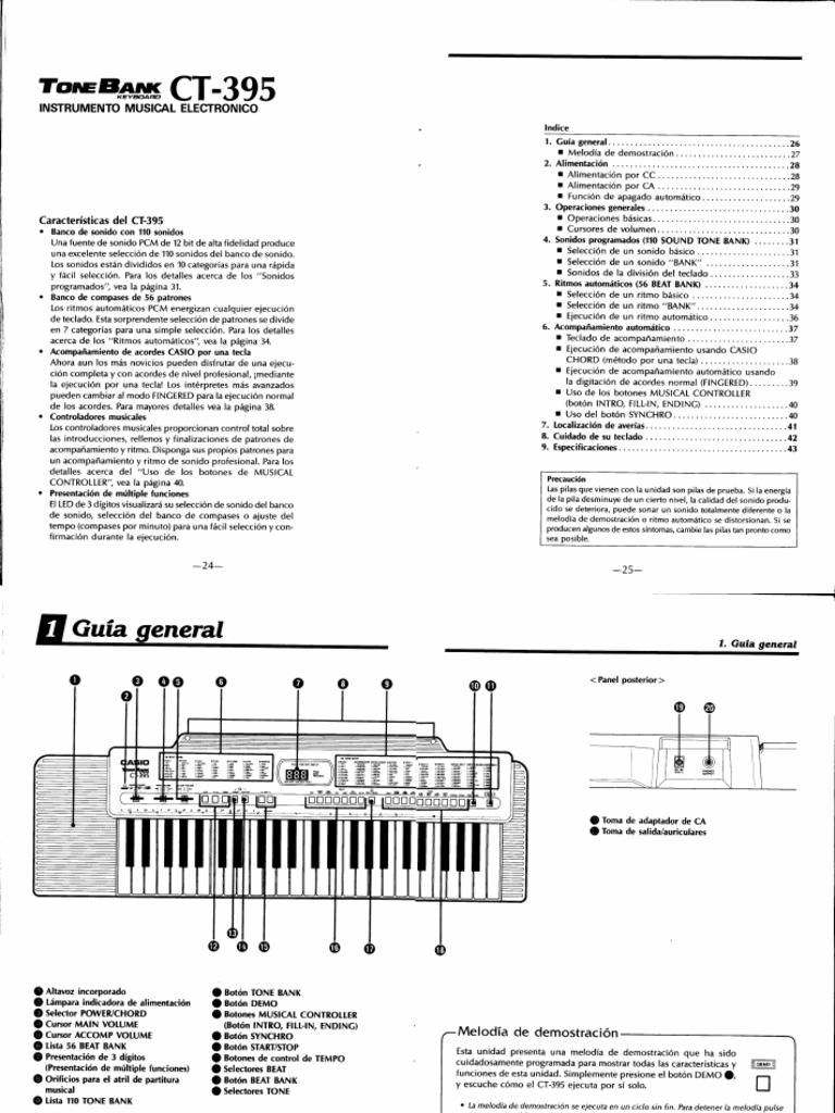 Manual Casio CT-395 ESPAÑOL | PDF