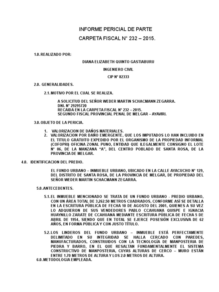 Informe Pericial de Parte | PDF