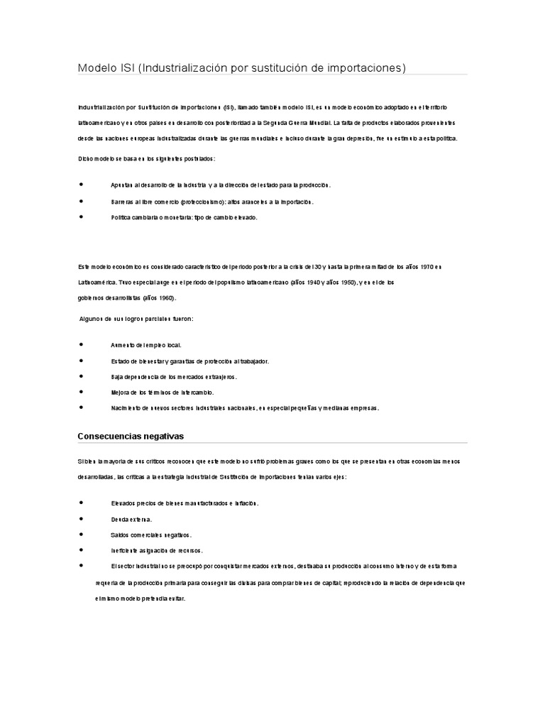 Modelo ISI | PDF | Ciencias económicas | Economias