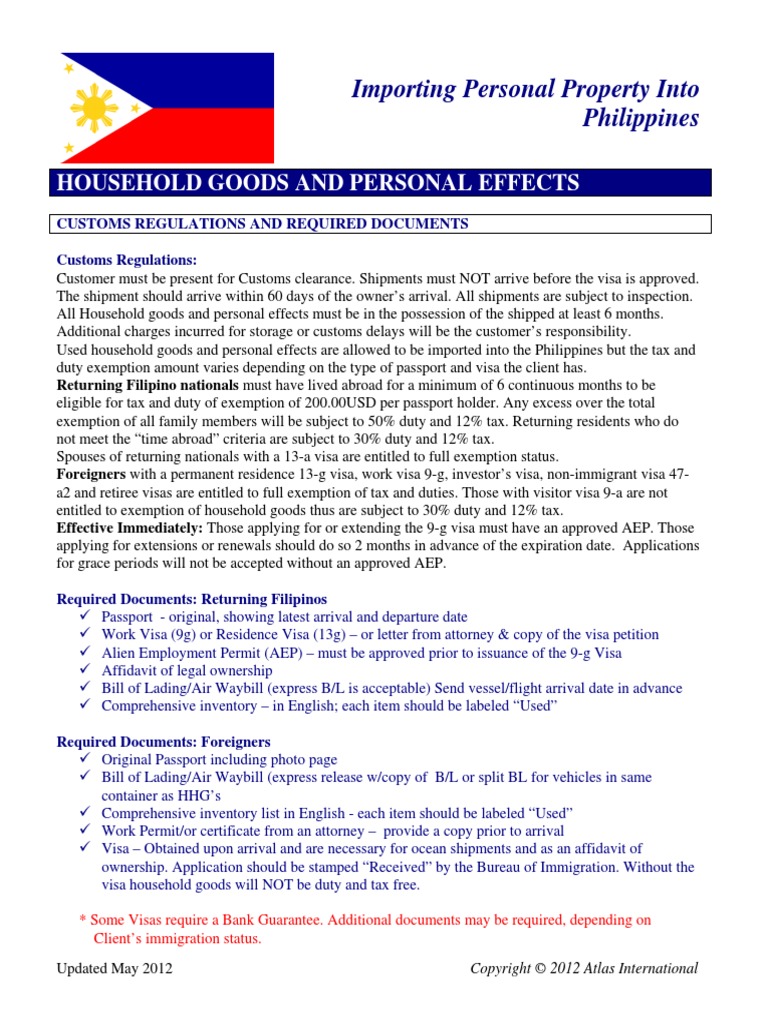 Household Goods and Personal Effects: Importing Personal Property Into ...