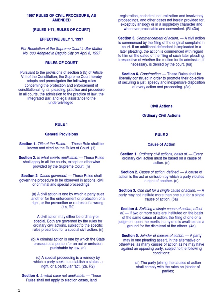 1997 Civil Procedure Rules Overview | PDF | Pleading | Joinder