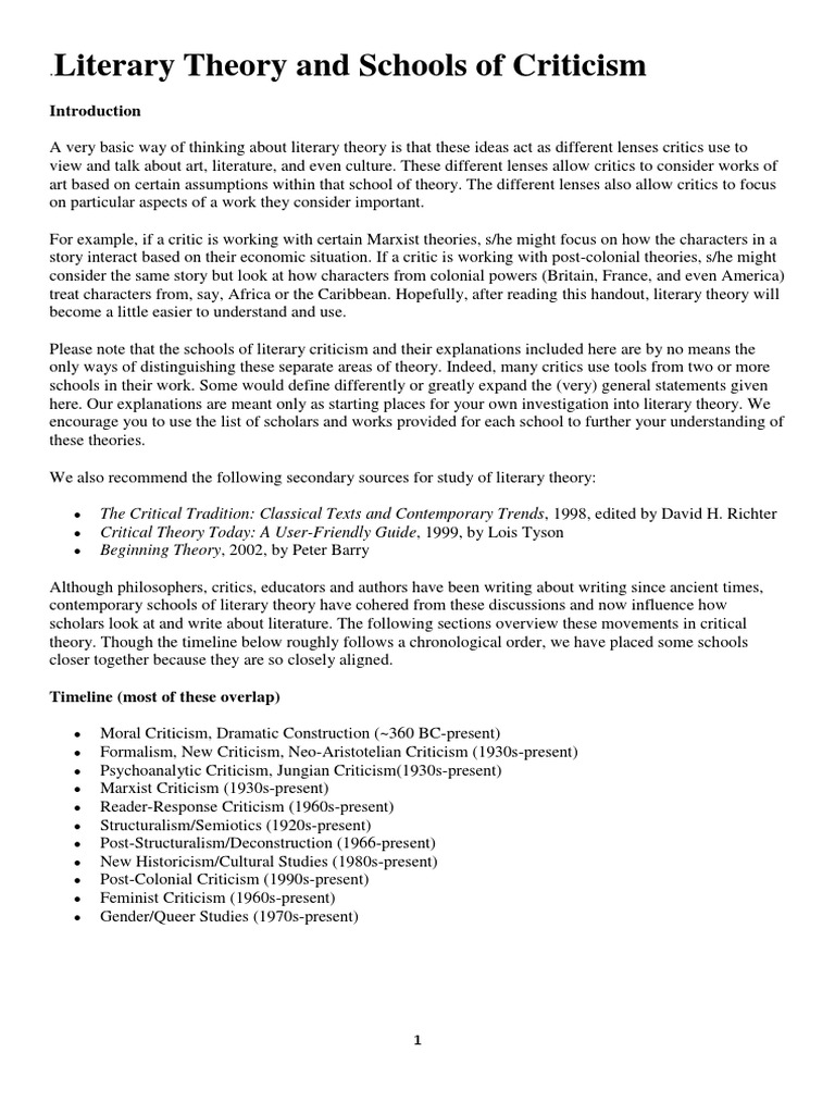 Overview of Literary Criticism Schools | PDF | Id | Oedipus Complex