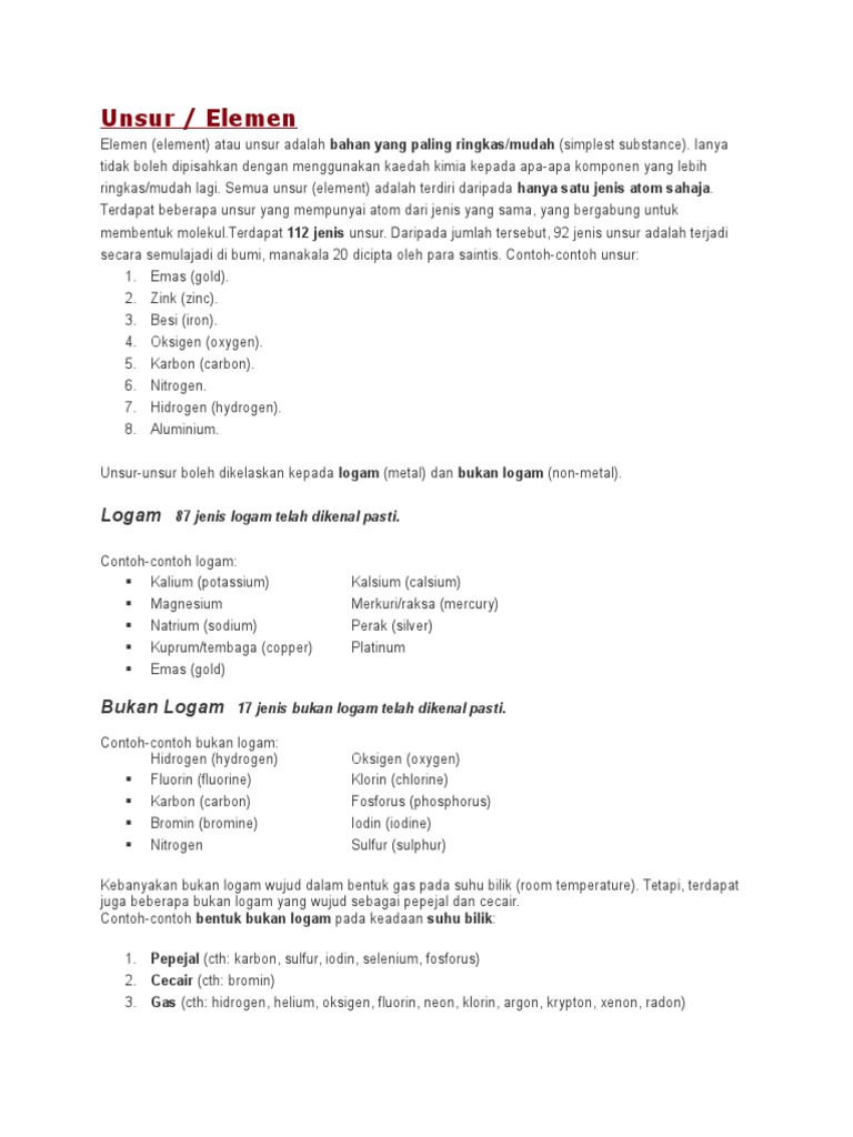 Beza Unsur Campuran Dan Sebatian | PDF