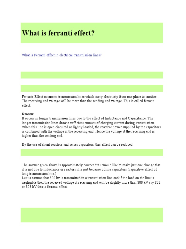 An Explanation of the Ferranti Effect in Electric Power Transmission ...