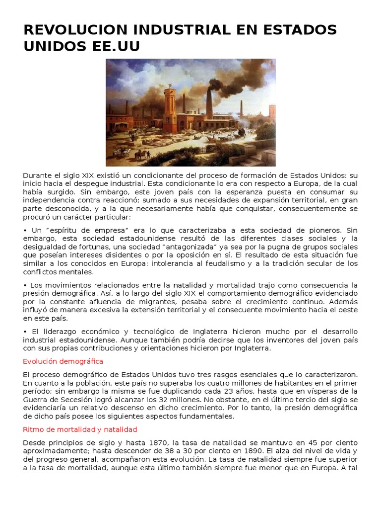Revolucion Industrial en Estados Unidos Ee | PDF | Algodón | Los ...